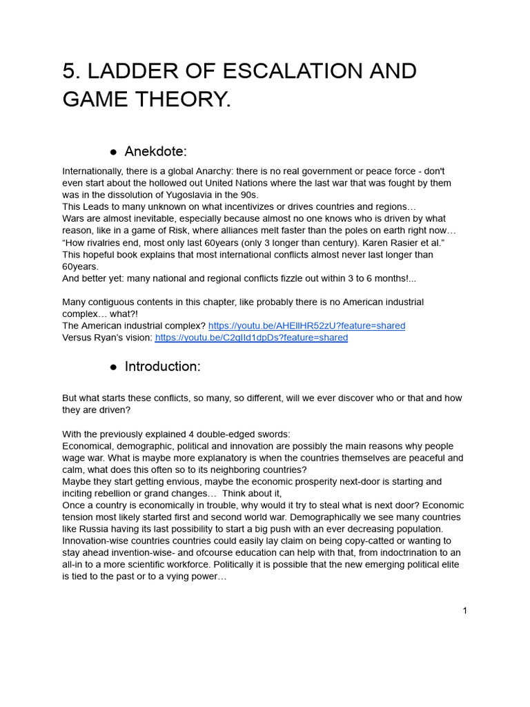 Ladder of Escalation in Global Conflicts | PDF | Game Theory | Polarity ...
