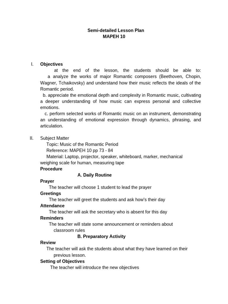 lesson plan 5Music of the Romantic Period 1 (1) | PDF | Orchestras ...