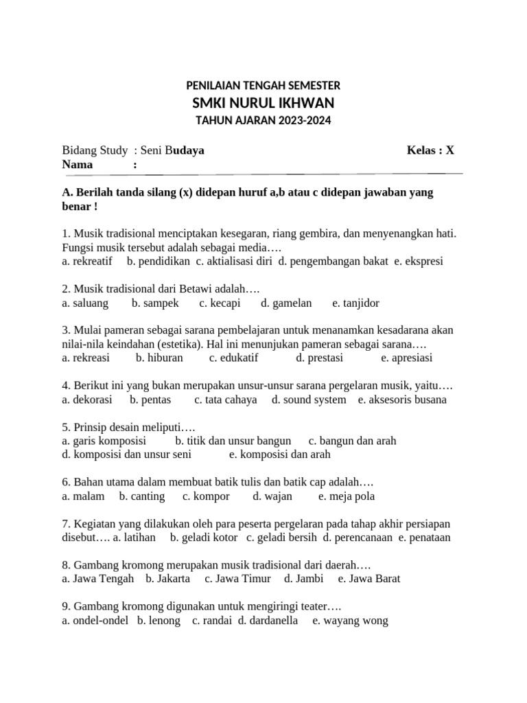 PTS SBK SMK 2023 - 2024 | PDF