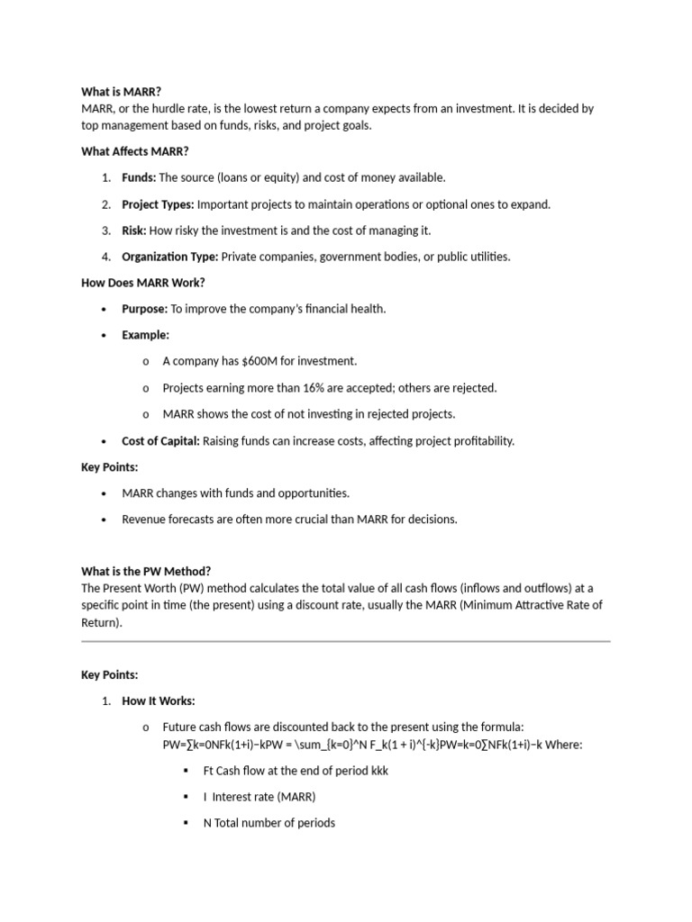What is MARR | PDF | Internal Rate Of Return | Business Economics