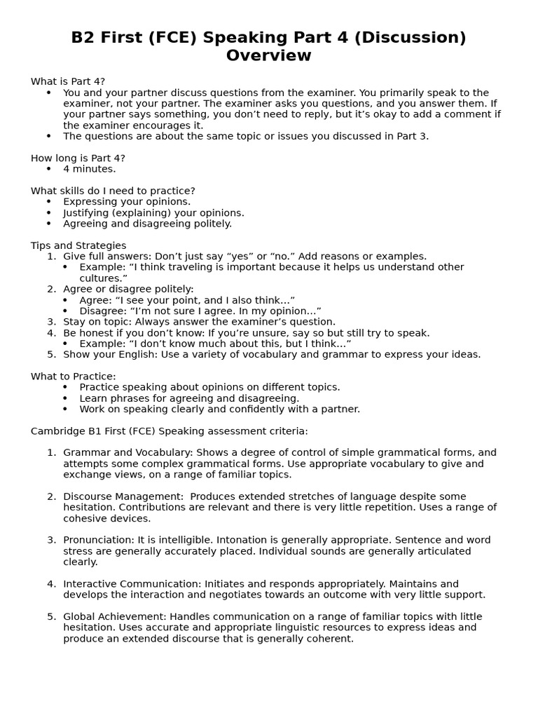 B2_Speaking_Part4_discussion_overview | PDF | Communication | Human Communication