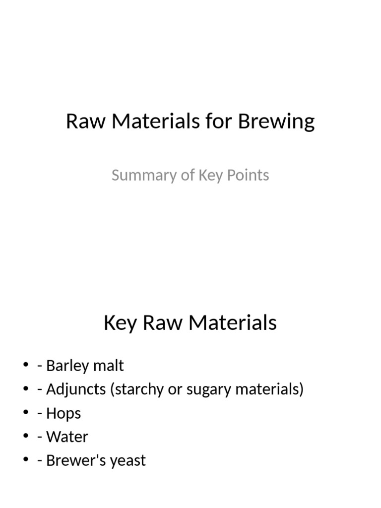 Raw Materials For Brewing Summary | PDF