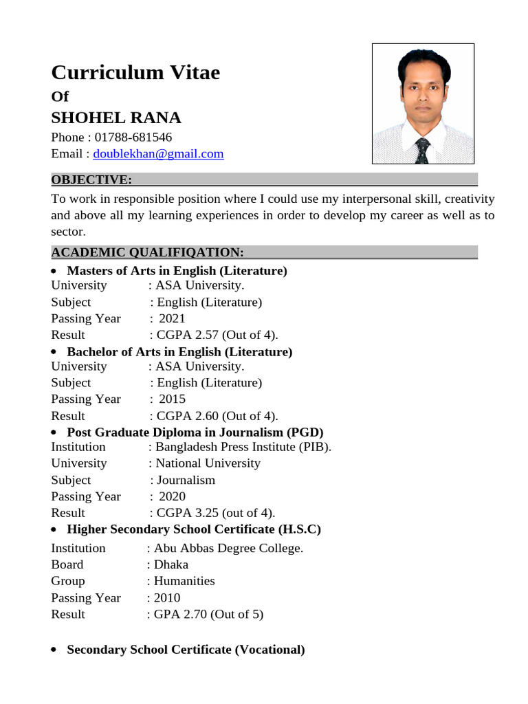 CV 2 Page | PDF | Microsoft Office | College