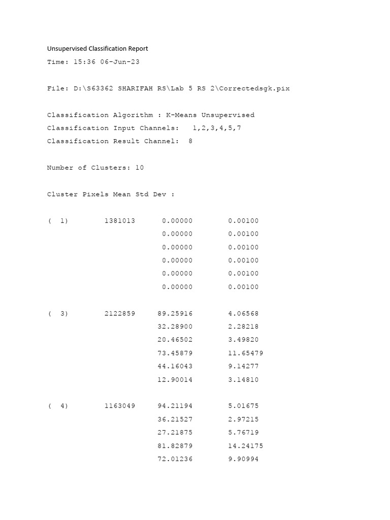 Unsupervised Classification Report Word | PDF | Data Analysis | Theoretical Computer Science