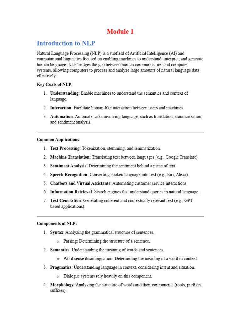NLP Module 1 | PDF | Machine Learning | Parsing NLP Module 1 | PDF | Machine Learning | Parsing