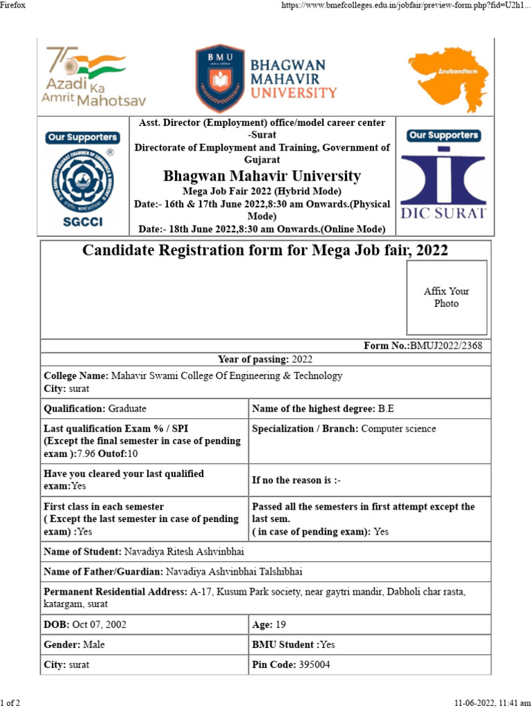 Mega Job Fair Preview-Form - PHP | PDF | Government And Personhood