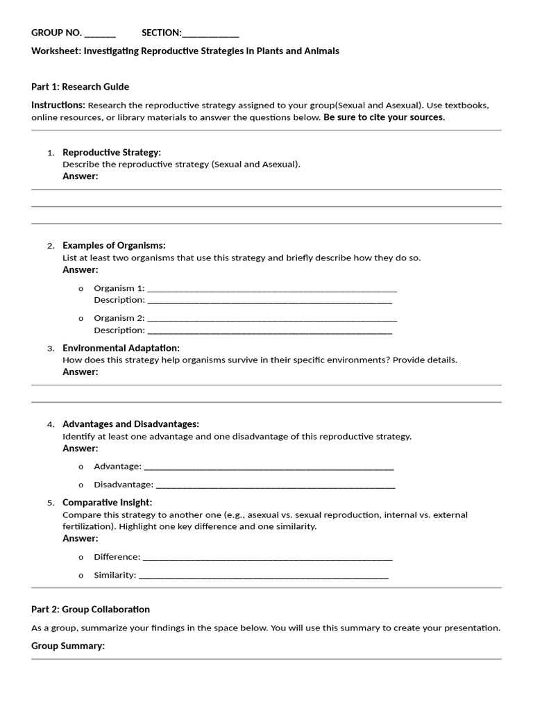 Gen Bio 2 Worksheet | PDF | Reproduction | Sexual Reproduction