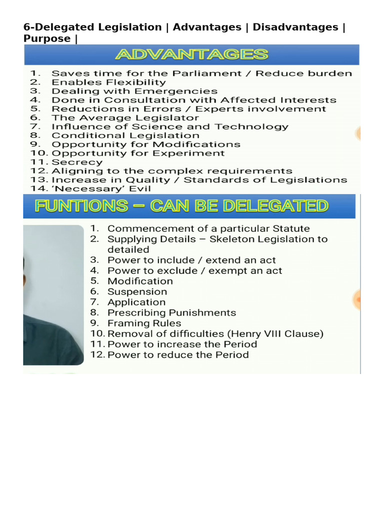 Delegated Legislation - Advantages - Disadvantages - Purpose | PDF