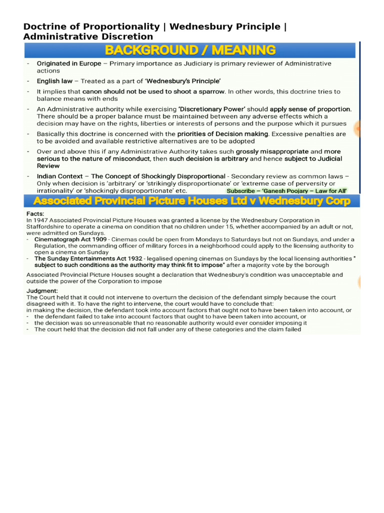 7-07 : 9-11 • Indian Context Doctrine of Proportionality | Wednesbury ...