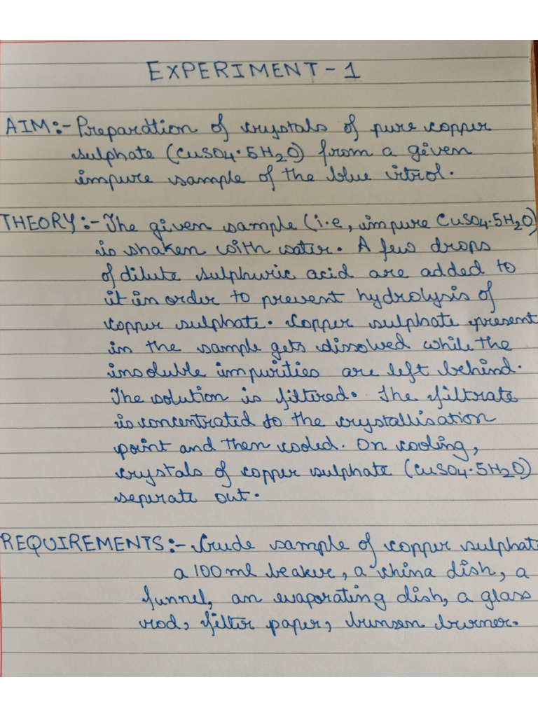 Chemistry Practical Class 11 | PDF