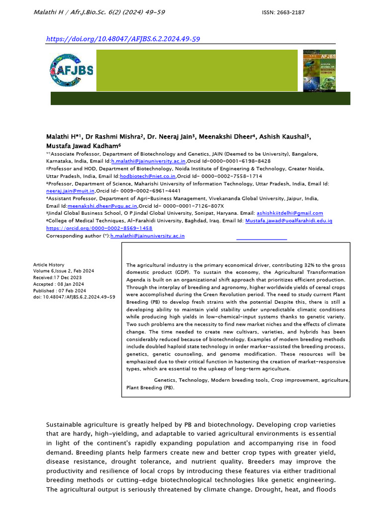 Plant Breeding & Biotechnology in Agriculture | PDF | Plant Breeding ...