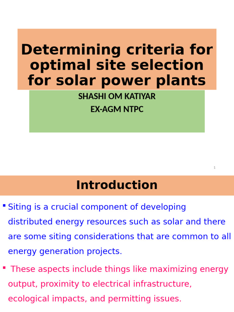 Optimal Criteria for Solar Site Selection | PDF | Photovoltaics | Solar ...