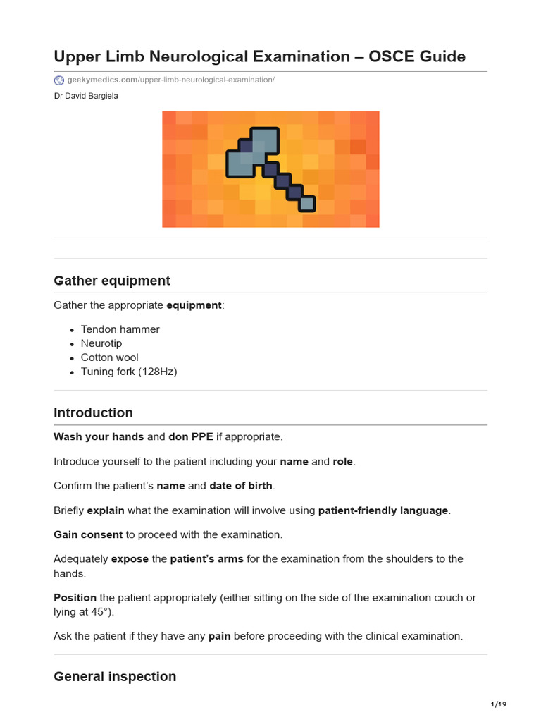 Geekymedics.com-Upper Limb Neurological Examination OSCE Guide | PDF ...