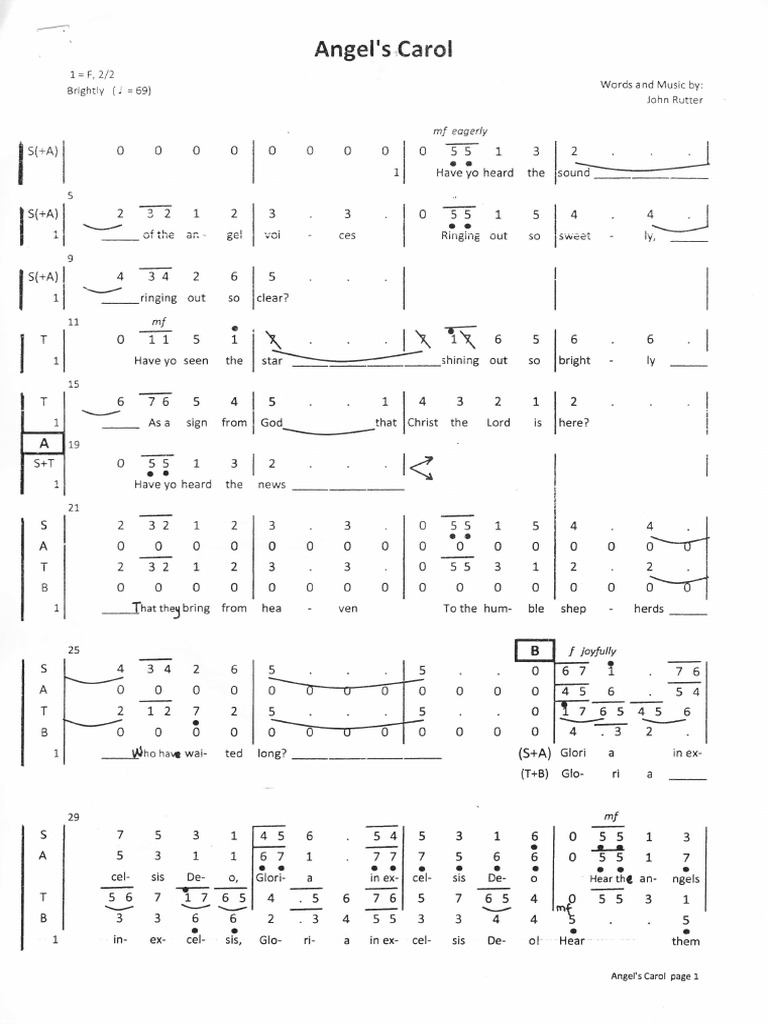 Angel's Carol - Rutter - Not Angka | PDF | Choral Music