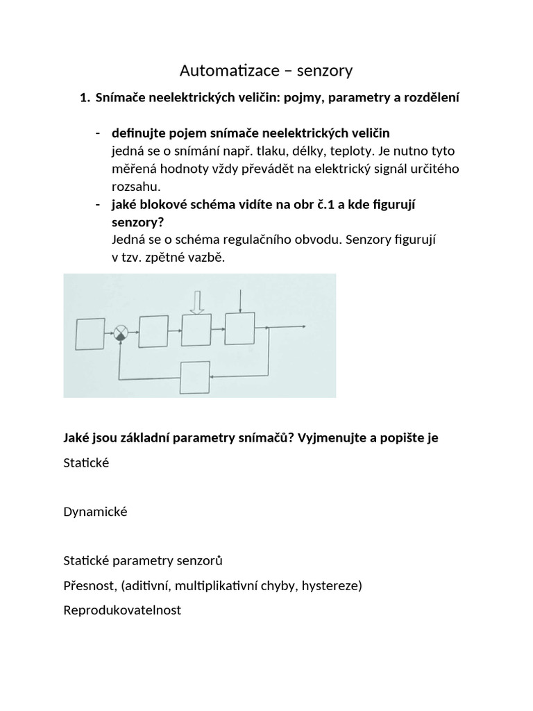 Automatizace - Senzory | PDF