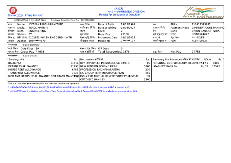 Pay Slip PDF202412 | PDF
