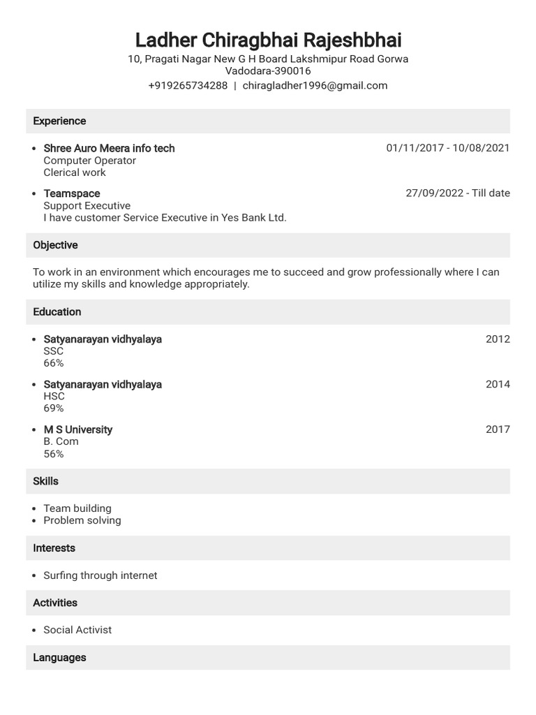 Chirag Ladher - Resume - Apna | PDF