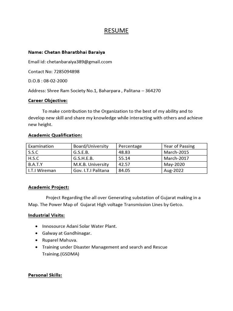 Chetan Baraiya - Resume - Apna | PDF