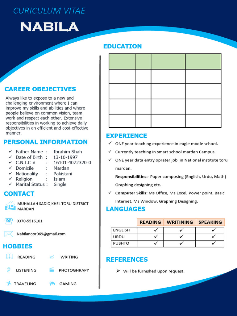 blue cv Nabila-1 (1) | PDF