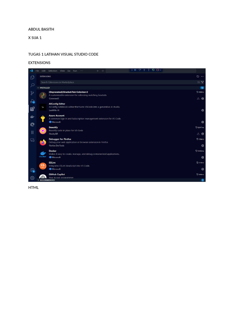 Abdul Basith VS Code Latihan | PDF