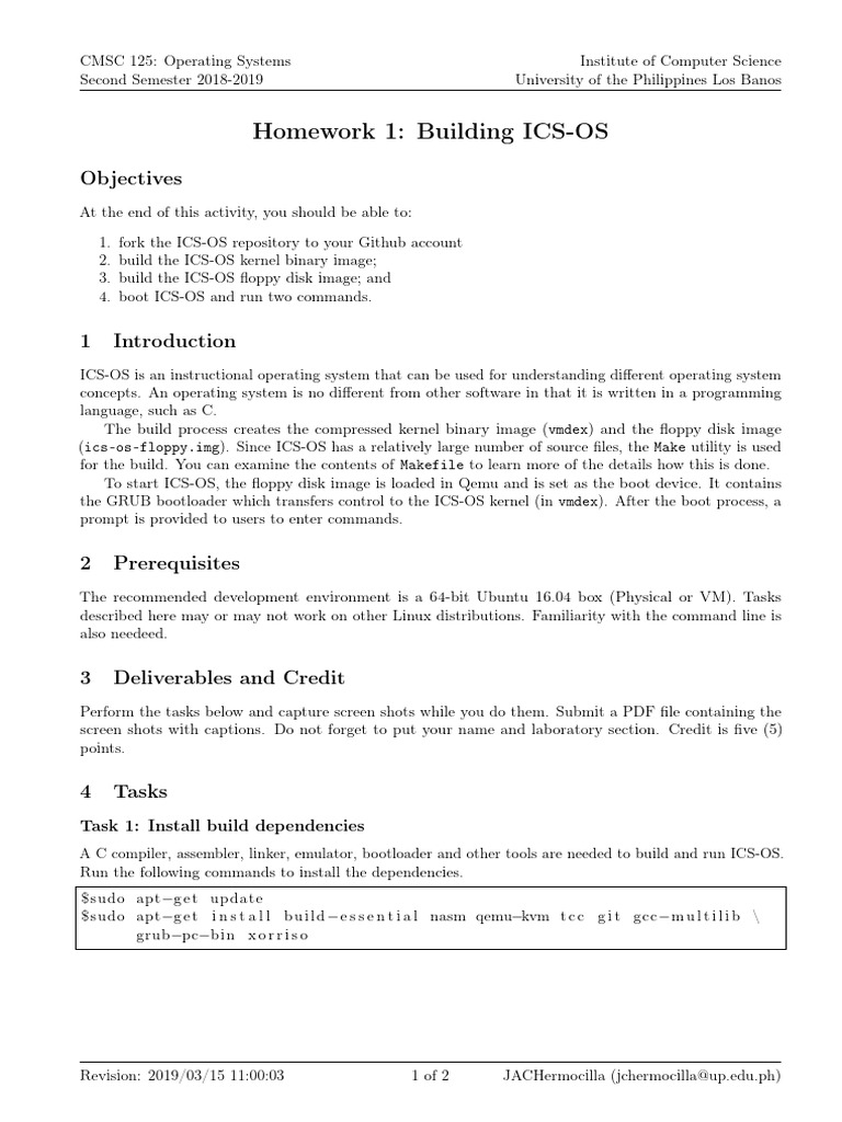 hw1 | PDF | Operating System | Booting