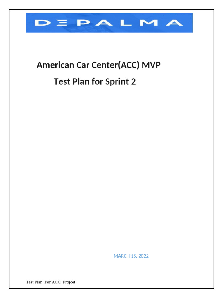 ACC MVP Sprint 2 Test Plan | PDF | Software Testing | Usability