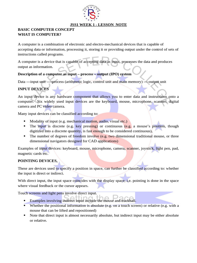 Ict 2ND Term Lesson Note Original | PDF | Printer (Computing) | Operating System