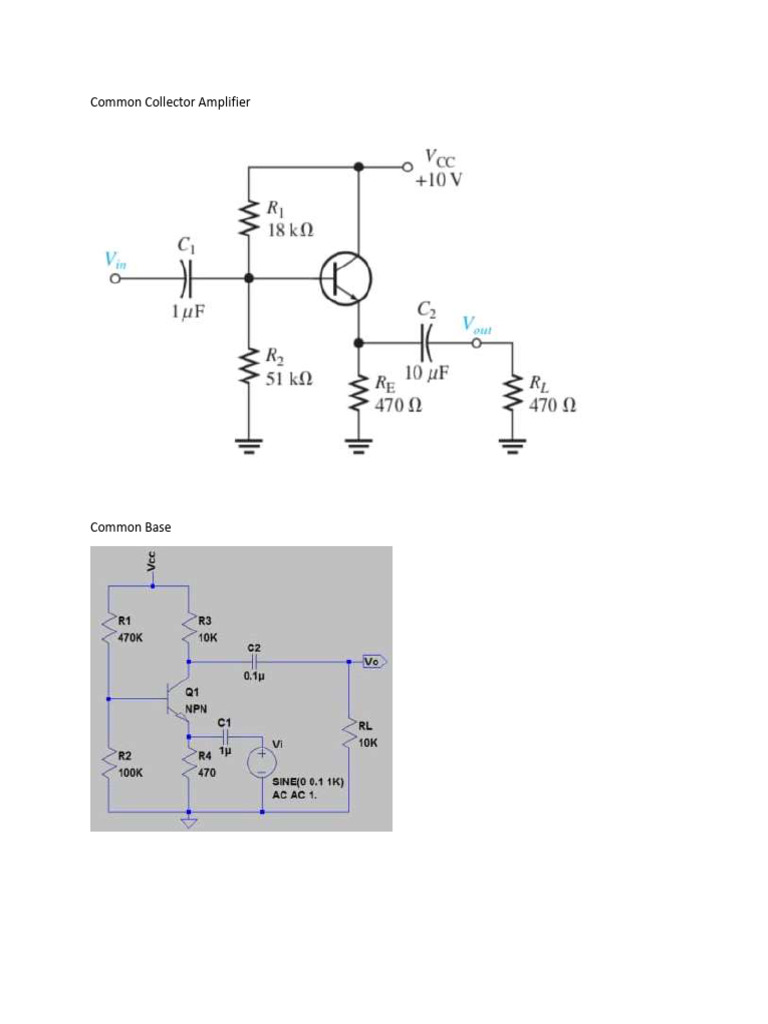 Common Collector & Common Base Amplifier | PDF