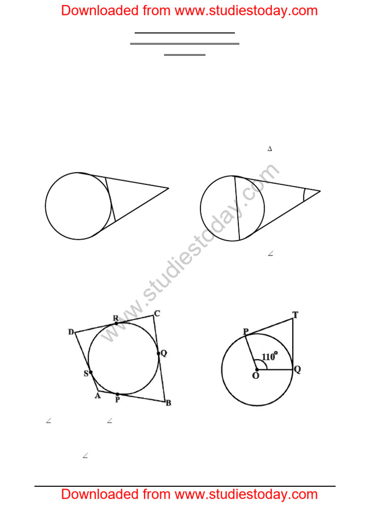 Class 10 Circles MCQ Worksheet | PDF | Circle | Euclidean Geometry