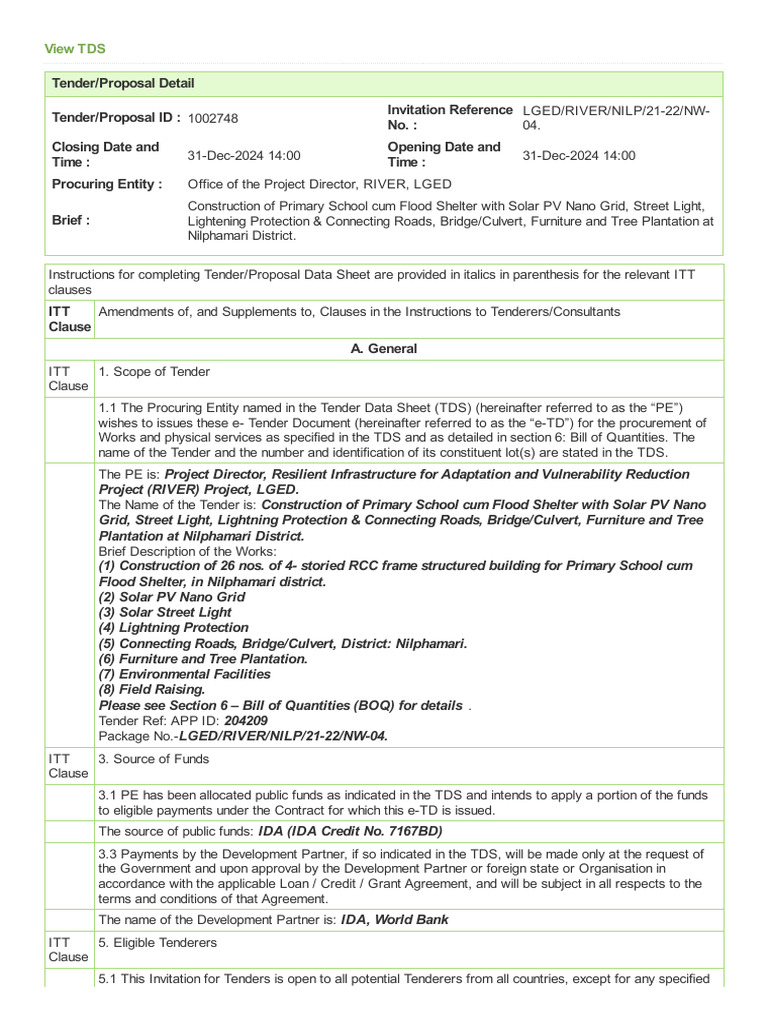 section2_Tender Data Sheet (1) | PDF | Engineer | Taxes