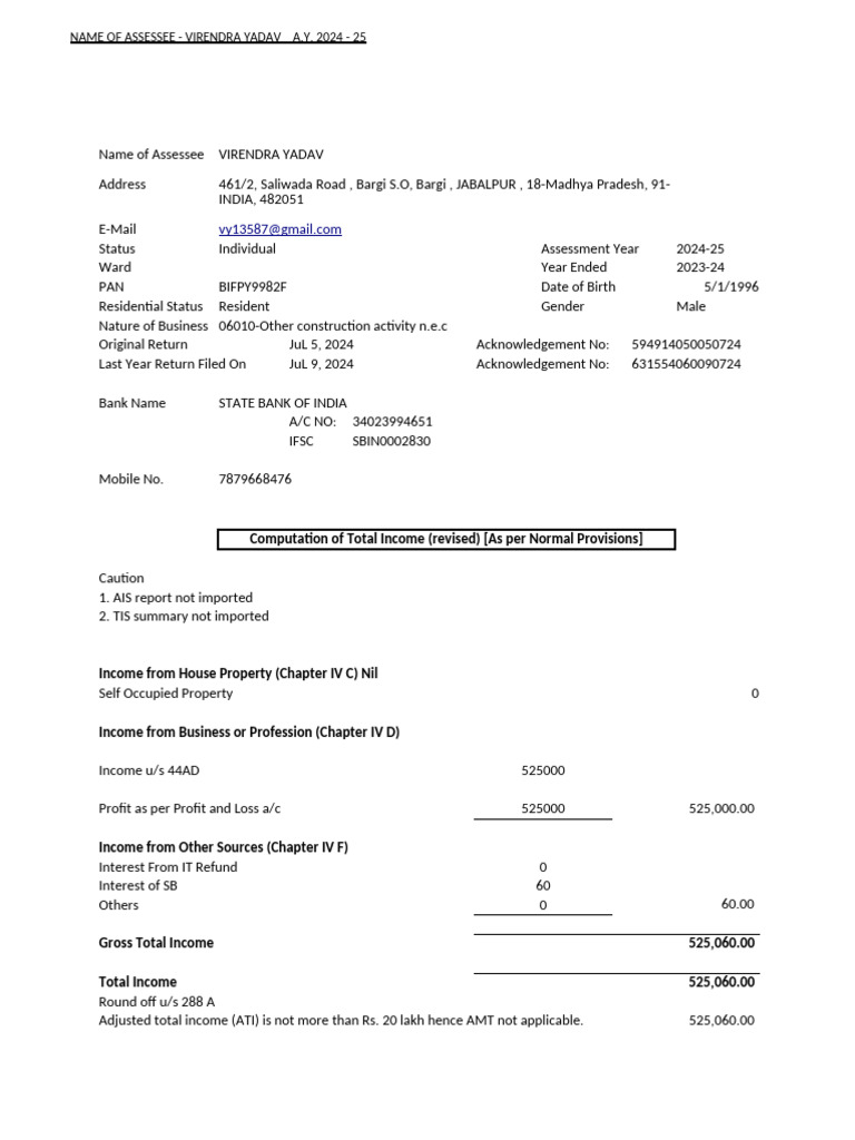Computation Format Monu | PDF | Tax Refund | Balance Sheet