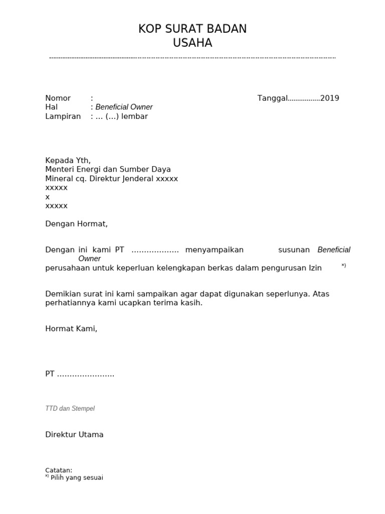 Format Dokumen BO | PDF