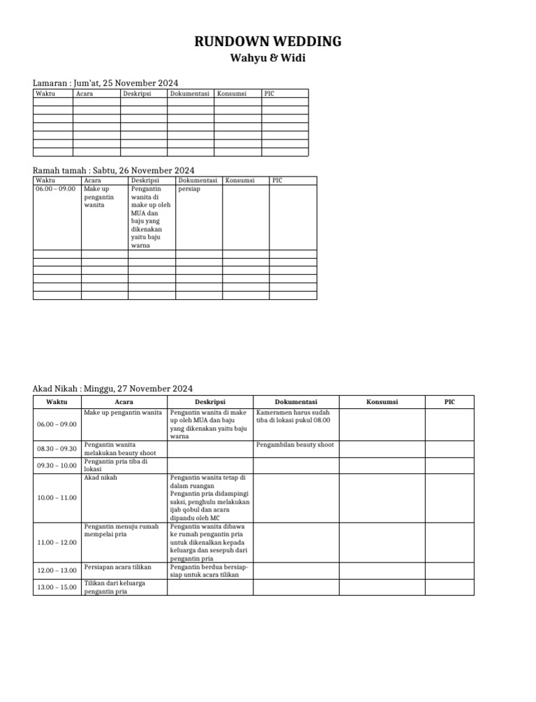 RUNDOWN WEDDING | PDF