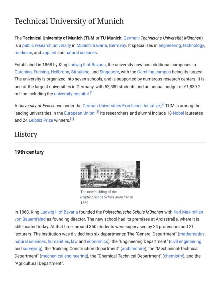 Technical University of Munich - Wikipedia | PDF