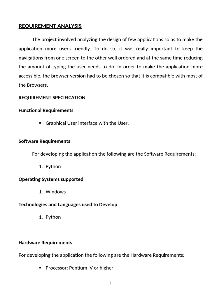 Hardware Software Specification | PDF