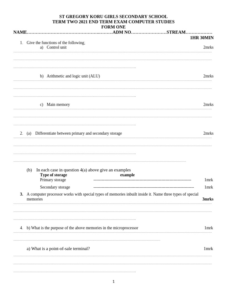 2021 End Term Exam t2 f2 | PDF | Input/Output | Computer Data Storage