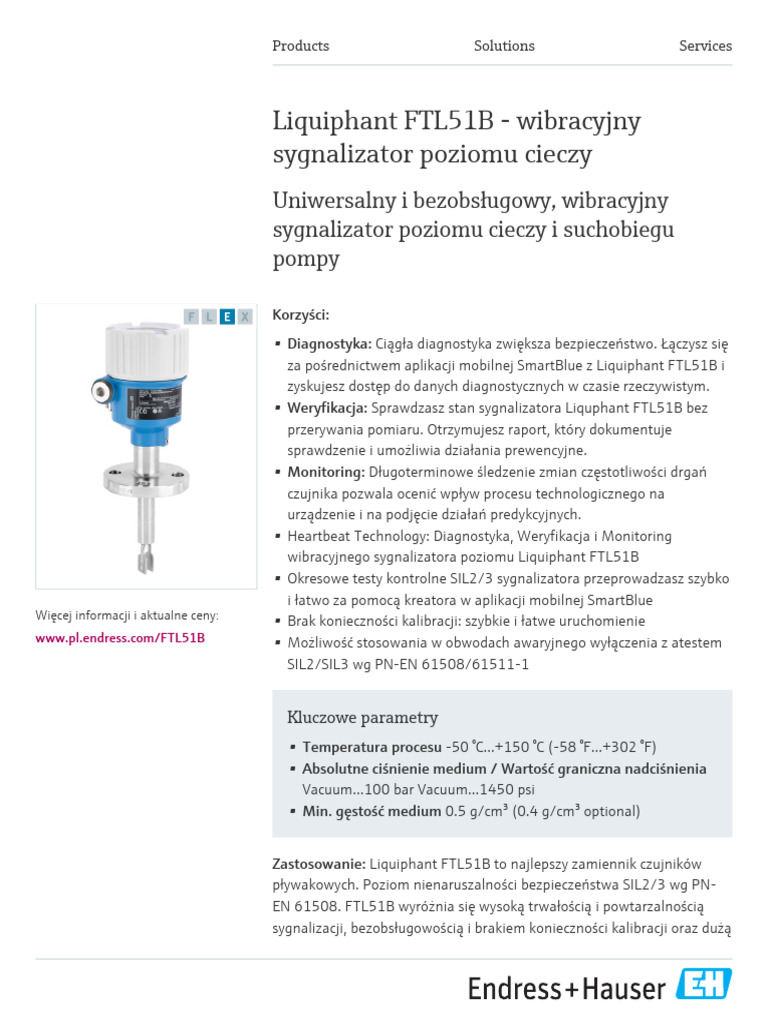Endress-Hauser Liquiphant FTL51B PL | PDF