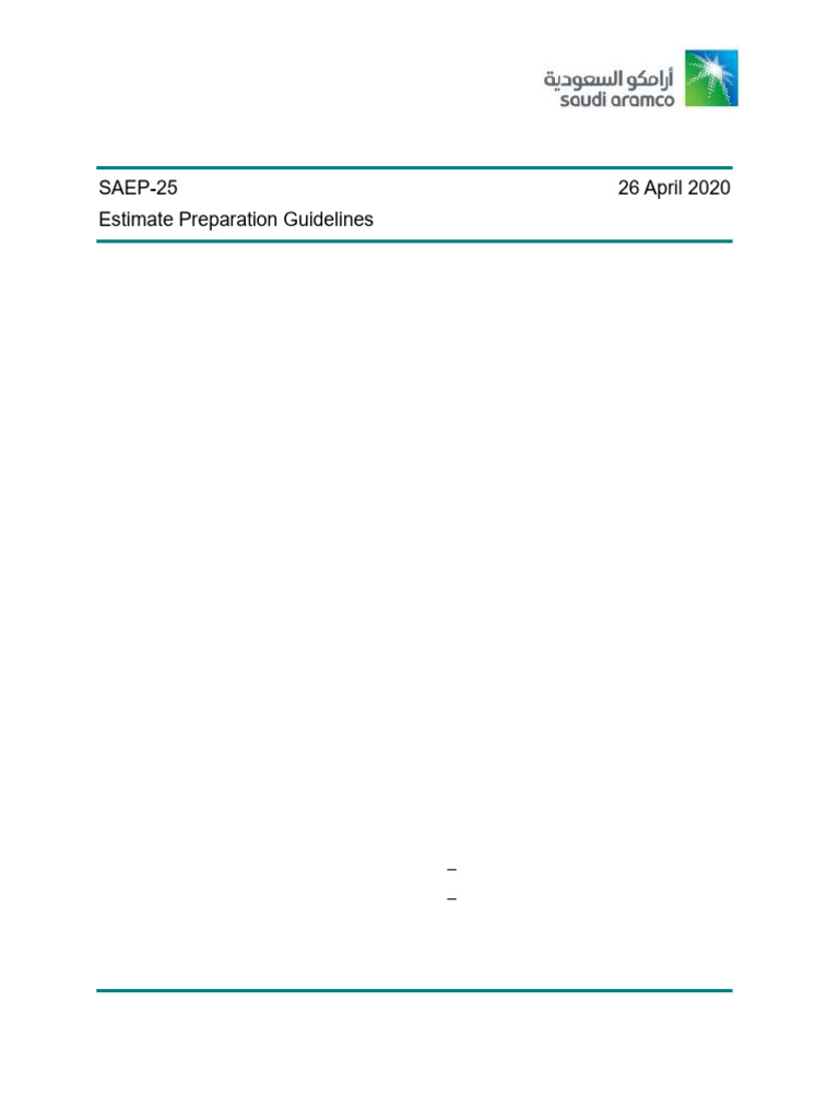 Estimate Preparation Guidelines SAEP-25 | PDF | Project Management