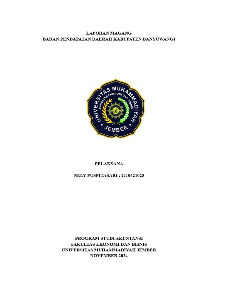 Laporan Magang Nely Puspitasari Bapenda Bwi | PDF