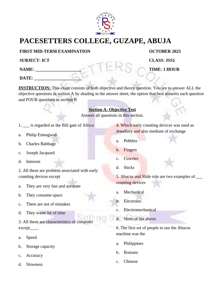 First Term 2023-2024 Session Midterm | PDF | Network Topology ...