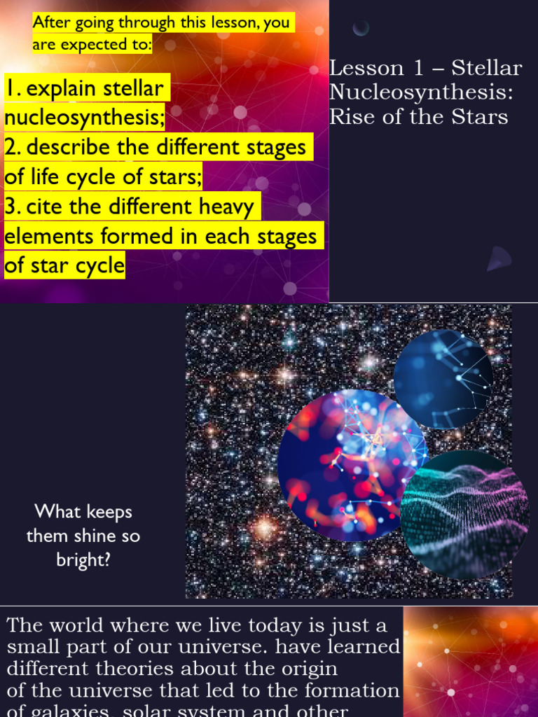 Week 1 Physical Science Stellar Nucleosynthesis | PDF | Stars | Neutron