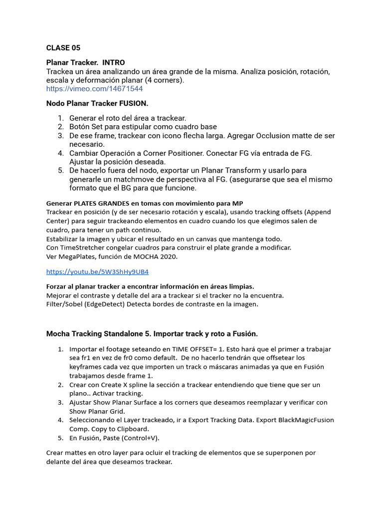 Clase 05 - Planar Tracker. Fusion y Mocha | PDF