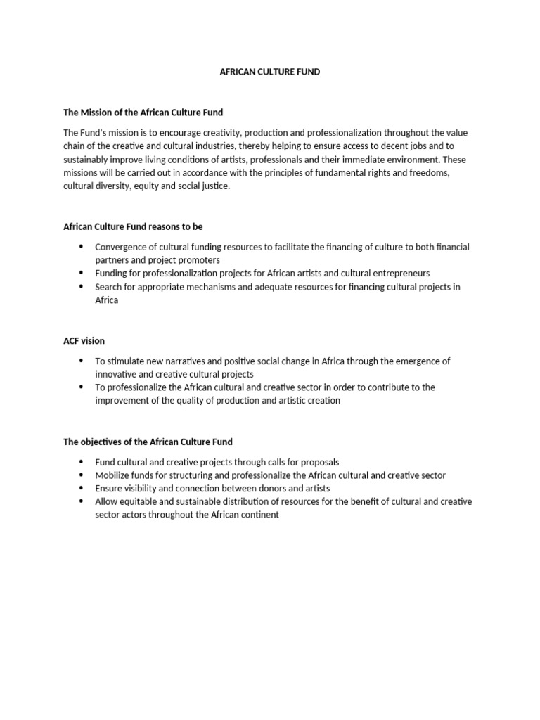 African Culture Fund | PDF