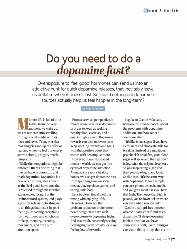 Dopamine Fasting | PDF