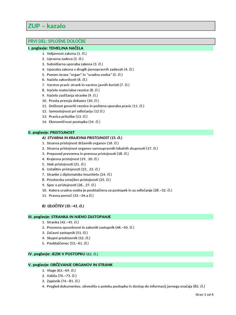 ZUP Kazalo | PDF