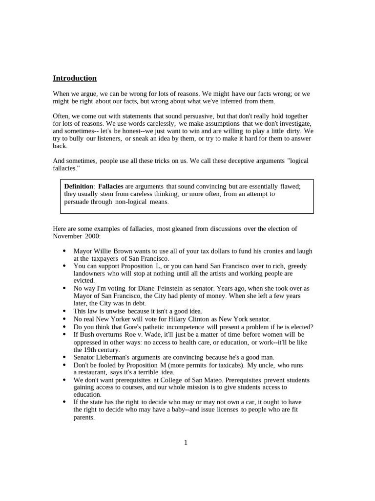 Logical Fallacies Worksheet | PDF | Fallacy | Argument