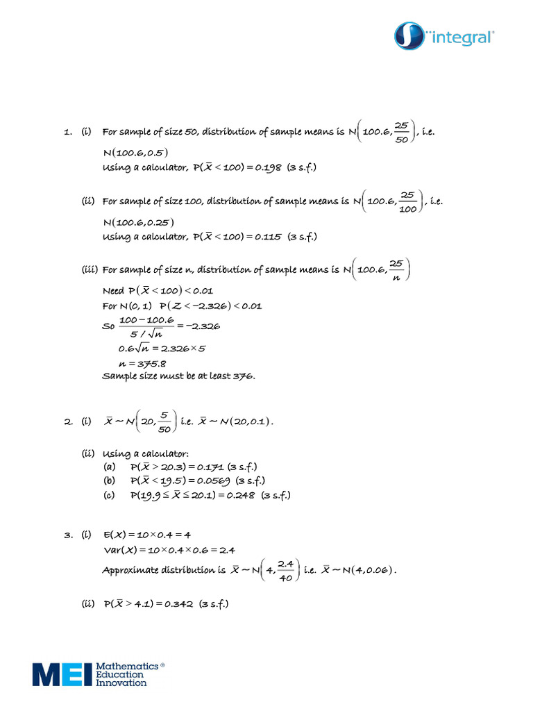 Normal Distribution Sample Means Guide | PDF | Statistical Theory ...