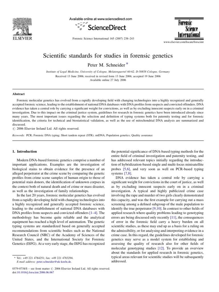Scientific Standards For Studies in Forensic Genetics | PDF | Dna ...