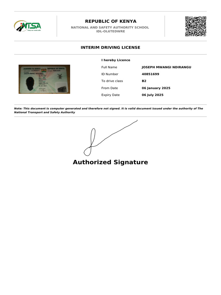 Kenya Interim Driving License 2025 | PDF