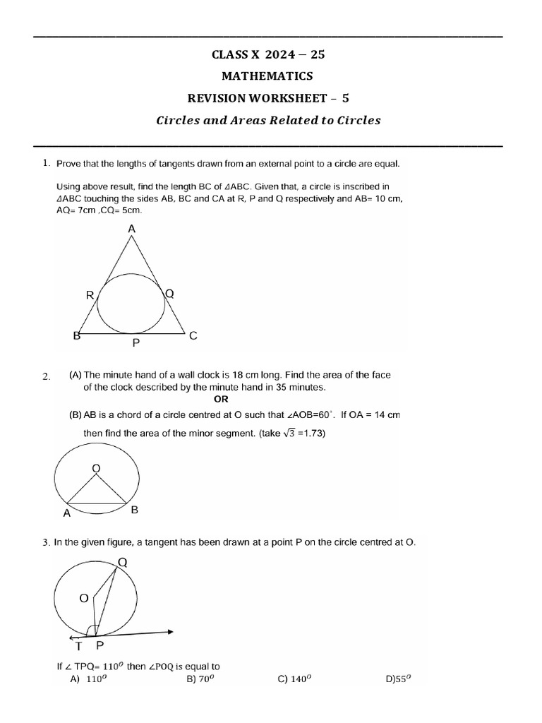 10th Math 2024-25 WS15 | PDF